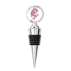 Pretty Sexy Pen Art Watercolor Mermaid Cartoon - Pink Steel Bottle Stopper Winestopper