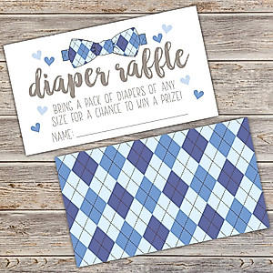 50 Little Man Diaper Raffle Tickets - Boy Baby Shower Game
