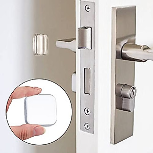 QOOSIKICC 12 Pcs Door Stoppers Wall Protector, Door Knob Wall Shield, Clear Round Silicone Door Handle Bumpers, Reusable Self Adhesive Door Stops Shock Absorbent for Doors Knobs Handles Wall (Square)
