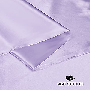 Satin Pillowcase for Hair and Skin, 2 Pack Lavender Silk Pillowcase Queen Satin Pillowcases with Envelope Closure(Lavender,20x30 inches)
