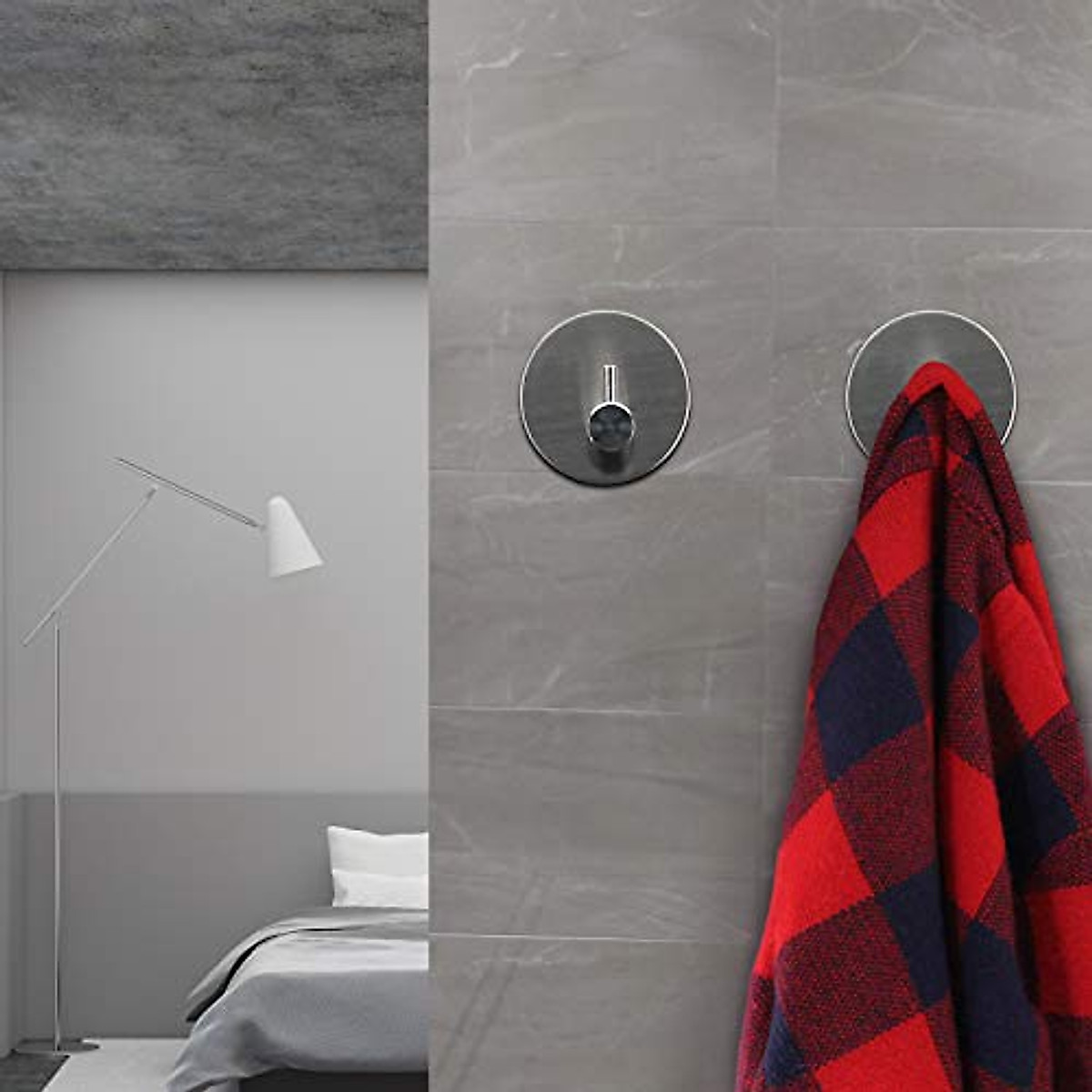 Adhesive Hooks Towel Hooks Wall Hooks Heavy Duty Stainless Steel Hooks Door Hooks Bathroom Hooks for Hanging Coat, Hat,Bath Towel-Bathroom and Bedroom or Kitchen 4-Packs