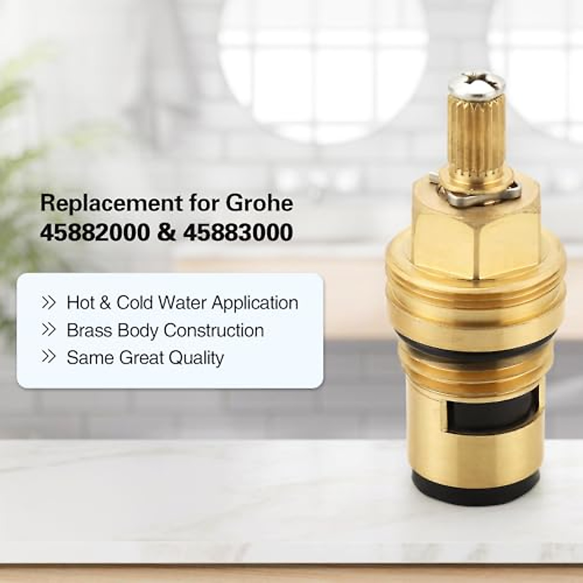 Ceramic Cartridge for Grohe 45883000, Right Side of the Sink Anti-Clockwise Closing Cartridge Replacement, Faucet Cartridge Replacement Assembly, Brass
