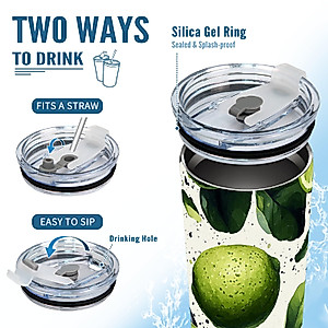 QWEUIOP 20oz Insulated Travel Coffee Mug Tropical Citrus Stainless Steel Tumbler with Lid Double Wall Vacuum Coffee Cup For Hot and Cold Drinks14324