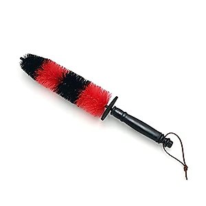 Wheel Rim Brush, Soft Bristle Long Master Car Detailing Brush, Vehicle Engine Tire Cleaning Washing Tool, Easy Reach and No Scratches, Multipurpose for Exhaust Tips, Motorcycles, Bicycles (Red)