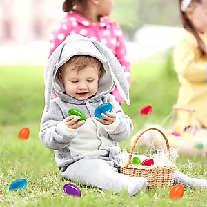 JOICEE 24pcs Dinosaur Squishy Toy Prefilled Easter Eggs, Kawaii Mochi Squishies Stress Relief Toys Filled Plastic Easter Eggs for Easter Basket Stuffers Party Favor Egg Hunt for Kids