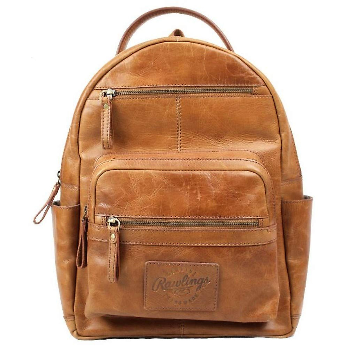 Rawlings Heritage Medium Genuine Leather Backpack Baseball Laptop Sleeve Tan