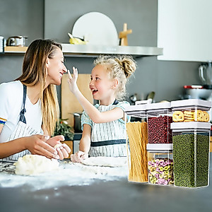 5 Pack Plastic Storage Jars with Airtight Lid: Airtight Food Storage Containers with Lids,Storage Jars for Pantry Organization and Storage for Cereal Flour & Sugar(BPA Free)