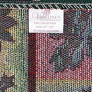 Violet Linen Fall Harvest Thanksgiving Autumn Leaves Sunflowers Fruits Pumpkins Tapestry Pattern, Polyester Cotton Woven Tapestry, Scarecrow, 13 X 19, Rectangler Set of 4, Decorative Place Mats