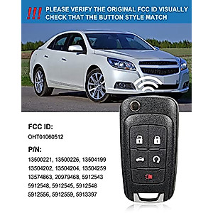CAUORMOTE Keyless Entry Remote Flip Car Key Fob for Chevy Cruze Camaro Equinox Impala Malibu Sonic (OHT01060512), Set of 2