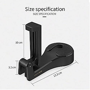 OCUBE Car Hooks Car Seat Back Hooks with Phone Holder, (2 Pack) Universal Vehicle Car Headrest Hooks Hanger with Lock and Phone Bracket for Holding Phones and Hanging Bag, Purse, Cloth, Grocery-Black