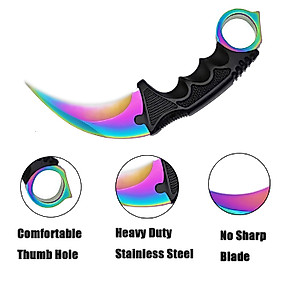 ZLIXING 2 Pieces Karambit Knife Trainer Dull Fixed Blade Practice Training Hunting Knives with Sheath Cool Stuff Gadgets Men Gifts Idea for Csgo