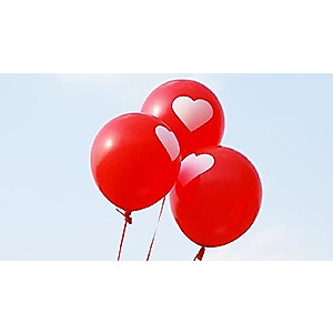 Valentine's Day Balloon 50 Pcs 12 inch Red and White Latex Balloon with Heart for Party Decor,Heart Balloons Latex for Romantic Night,Wedding,Valentines Day Party,White Red Heart Balloon
