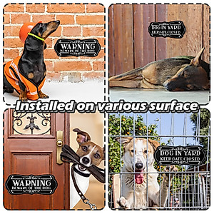 Moxweyeni 2 Pieces Dog Sign for Fence Beware of Warning Signs Metal Aluminum Funny Rustic Dog in Yard Keep Gate Closed Wall Door Sign