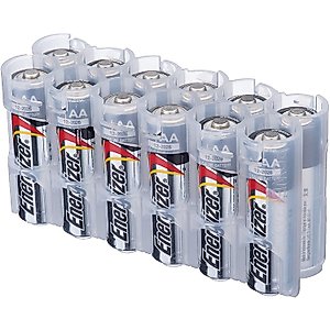 Storacell by Powerpax AA Battery Storage Caddy, Clear, Holds 12 Batteries (Not Included)