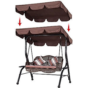 Outdoor Swing Canopy Replacement,Waterproof Patio Chair Top Cover for Swing, 2 & 3 Seater Garden Porch Seat Furniture Sun Shade Patio Swing Hammock Top Sunproof Cover for Patio Garden Yard (E/Red)