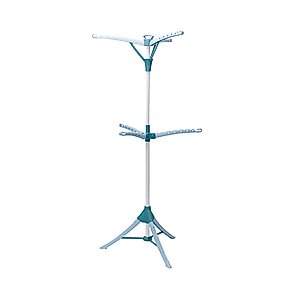 Folding Pole Drying Rack Six-arm Hanging Rod Triangle Bracket Portable Drying Rack Clothes hat Bag Storage Rack Indoor and Outdoor (Color : Green)