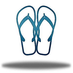 Riverside Designs Coastal Flip Flops Ocean Beach Metal Art Steel Wall Decor (Teal, 8")