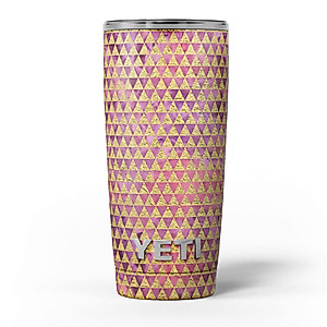 Design Skinz Micro Golden Triangles Over Pink Fumes - Skin Decal Vinyl Wrap Kit Compatible with The Yeti Rambler Cooler Tumbler Cups