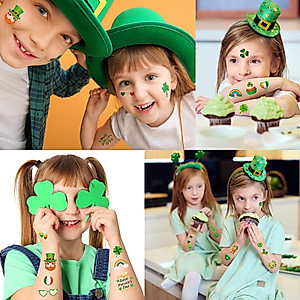 XIYOKA 140+ Pcs St Patricks Day Tattoos, 34 Sheets Unique St. Patrick's Day Tattoos Stickers, Shamrock Green Temporary Tattoos, Lucky Clover Tattoos for Kids Party Favors Accessories Irish Party