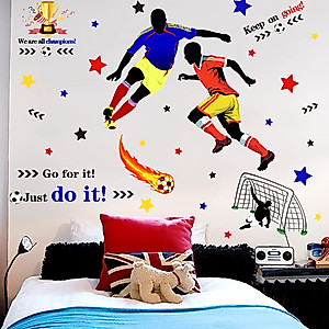 YXY LLC Soccer Football Wall Decals Stickers for Boys Room, Football Soccer Player Wall Stickers Decors for Boys Room Bedroom