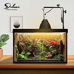 Simple Deluxe Reptile Lamp Stand Metal Floor Light Holder Basking Lamp-Holder Lamp-Support Bracket, Height Adjustable for Glass Terrarium Heating-Light, Amphibian and Aquarium Tank