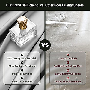 Shilucheng 4-Piece King Size Sheets Set，Blend of Rayon Derived from Bamboo_Sheets，Cooling & Breathable Bed Sheets, Silky Bedding Sheets & Pillowcases, 16 Inch Deep Pockets (King,Grey)