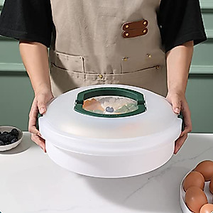 DIIRPPR 10inch 3-In-1 Round Pie Carrier Portable Egg Carrier Deviled Egg Tray Cupcake,Christmas Party Container with with Egg Holder Trays Holds Up to 12 Cupcakes / 18 Eggs (Dark Green)