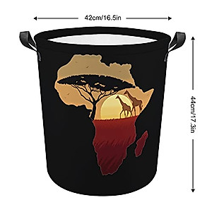 African Safari Giraffe Large Laundry Basket Waterproof Laundry Hamper Collapsible Storage Basket Toy Organizer