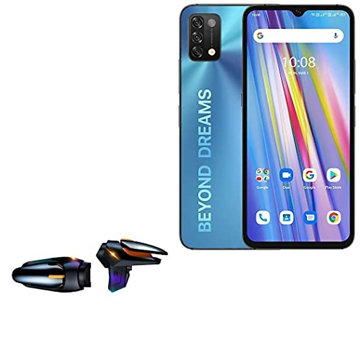 BoxWave Gaming Gear Compatible With Umidigi A11 - Touchscreen QuickTrigger Auto, Trigger Buttons Autofire Gaming Mobile FPS - Jet Black