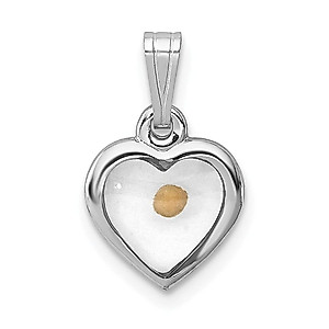 Auriga Fine Jewelry 925 Sterling Silver Rhodium-plated Small Heart with Mustard Seed Pendant for Women (L- 0.59 Inch, W- 0.51 Inch)