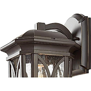 Home Decorators Collection 1-Light Bronze with Brass Highlights Outdoor 7 in. Wall Mount Lantern with Clear Seedy Glass