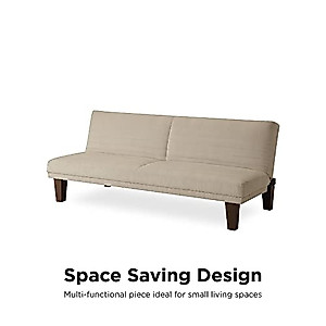 DHP Dillan 69 Inch Futon Sofa Bed, Modern Armless Upholstered Couch Sleeper with Tufted Back and Seat, Full, Tan