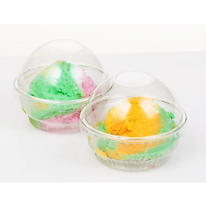 Golden Apple, 3.5oz-30sets Clear Plastic Cups for Ice Cream, Snack Bowl with Dome lids No Hole