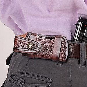 DONGKER 4" Leather Knife Sheath,Folding Pocket Knife Sleeve with Belt Loop for 4'' Knife Folding Knife