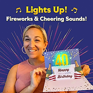 100 GREETINGS Birthday Cards with Lights & Music - Happy Birthday Card Mom, Birthday Gift for Son, Birthday Cards Women & Men, 1 Pop Up Birthday Card (Gold 40th)