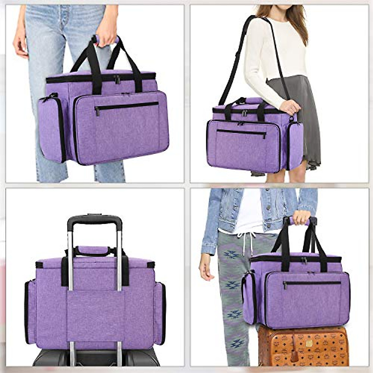 Luxja Sewing Machine Carrying Bag with Sewing Accessories Organizer, Purple