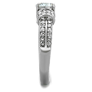 Marimor Jewelry 1.32 Carat Round Cut Cubic Zirconia Stainless Steel Engagement Ring Womens Size 5