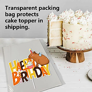 Brown Glitter Happy Birthday Cake Topper Pet Capybara Theme Decor Supplies Baby Shower Boys Girls Happy Birthday Party Decorations