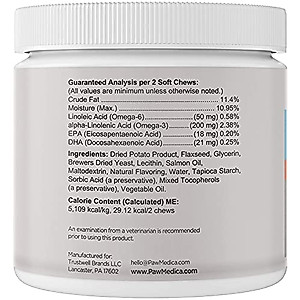 PawMedica Omega 3 for Dogs, Dog Skin and Coat Supplement for Dogs with Fish Oil Dogs Love, Dog Omega 3 Helps with Dog Dry Skin, Dog Omega 3 6 9 Vitamin for Dogs, Omega 3 Dog Chews for Dog Allergies