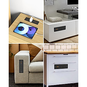 18W USB C Recessed Power Strip,Mountable Desk Outlet with 2 Outlets 3 USB Ports,Desktop Charging Station for Furniture Nightstand Side Table End Table,ETL Listed,White