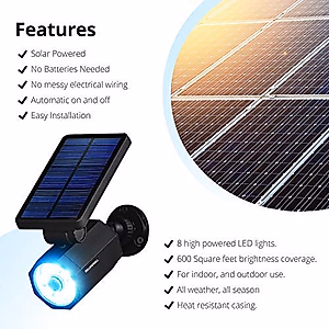 Bell+Howell Bionic Spotlight Deluxe LED Solar Lights, Outdoor with Motion Sensor 50% Brighter, 8 LED Bulbs Waterproof Landscape for Patio Yard Garden Outdoor Lighting As Seen On TV - Set of 4