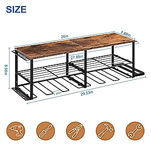 HEOMU Power Tool Organizer Drill Holder Wall Mount, Heavy Duty Metal Tool Shelf Premium Garage Utility Shelf, Tool Organizers and Storage Rack for Garage Organization