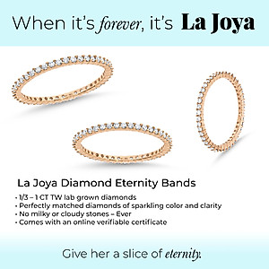 La Joya 1/2 CT TW Lab Created 10K Rose Gold Eternity Diamond Band for Women | Sparkling Anniversary Ring, Stackable Ring and Lab Grown Womens Thin Wedding Band | Ring Size 9