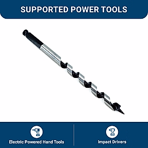 Benchmark Abrasives 1/2" Auger Drill Bit for Wood, 7/16” Hex Shank, Fast Drilling Bits for Soft and Hard Wood, Plastic, Plywood, Lumber, Drywall, and Composite Materials (1/2")