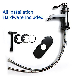 BWE Waterfall Bathroom Faucet Oil Rubbed Bronze Single-Handle One Hole Sink Faucet Farmhouse Bath Vanity Lavatory Restroom Faucets Antique