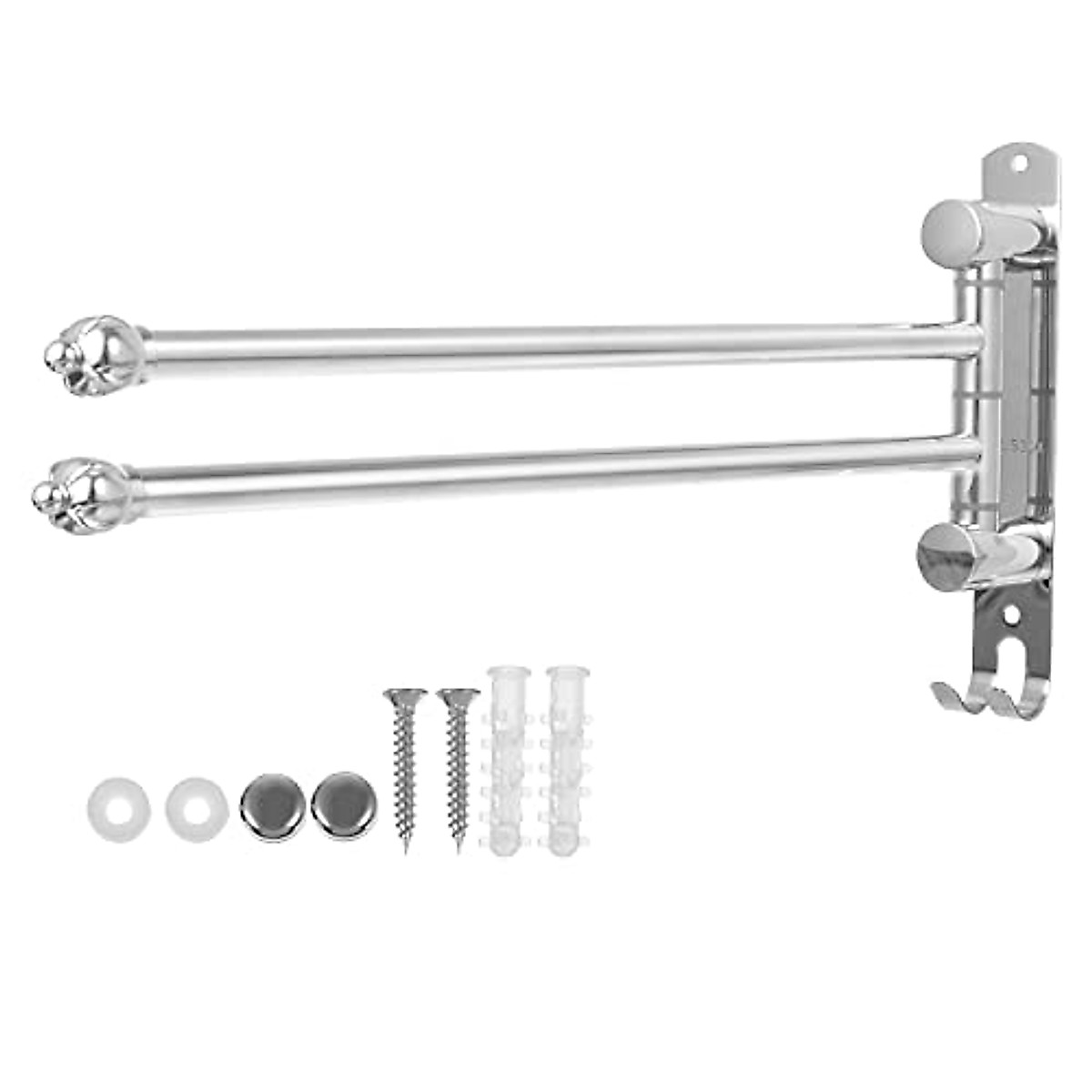 DOITOOL Towel Racks, Wall Mounted Swivel Towel Bar 2 Arms Towel Holder with Crown Shape End