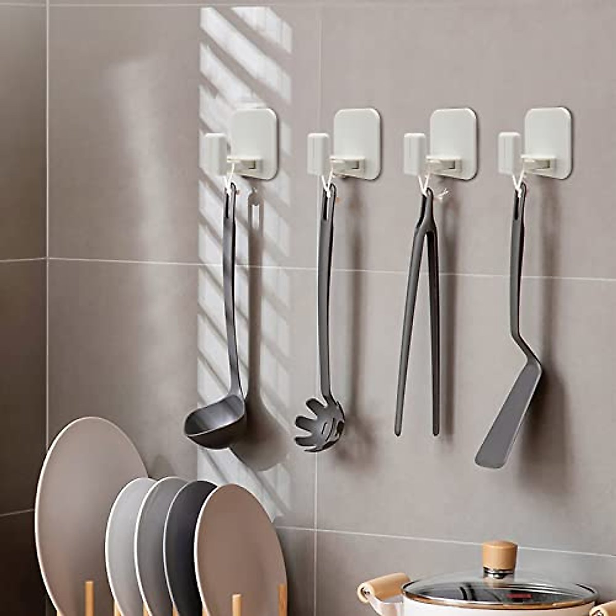 Modixun 8pcs Double Wall Hooks, Openable and Closeable, Self-Adhesive Double Prong Hooks, Double Robe Towel Hooks, Dual Hooks for Coat, Bag, Hat, Scarf, Jacket, Key, White