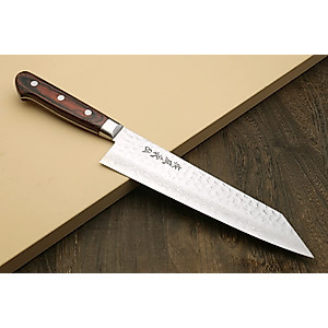 Yoshihiro VG-10 Hammered Damascus Kiritsuke Sword Tip Multipurpose Japanese Chef Knife 8.25 inch - Western Style Mahogany Handle