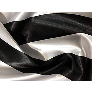 Black & White 2" Wide Stripe - Faux Silk Charmeuse Polyester Satin Fabric