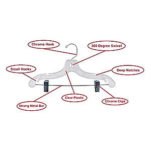 NAHANCO 414RC Plastic Coordinate Hanger, Heavy Duty, 14", Clear (Bulk Pack of 100)